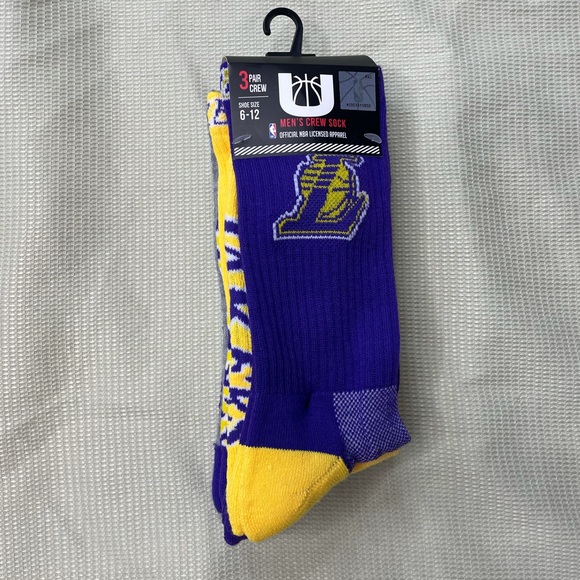 NBA | Underwear & Socks | Los Angeles Lakers Mens Crew Socks 3 Pair Ea ...